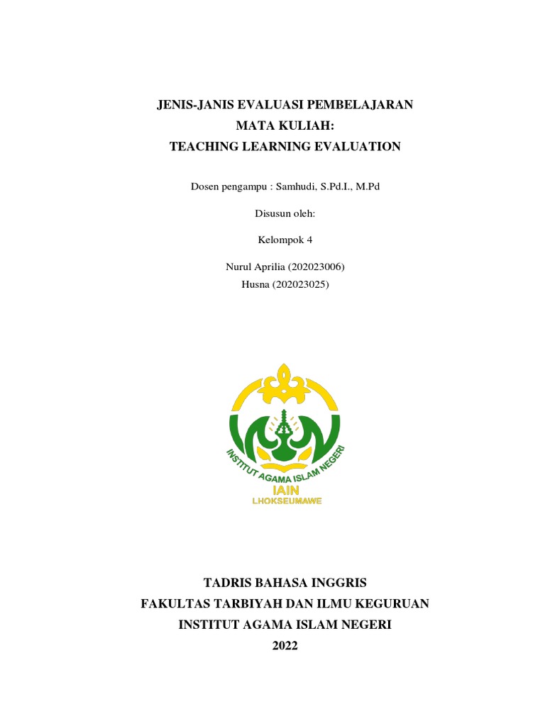 Jenis Evaluasi Pembelajaran Efektif | PDF
