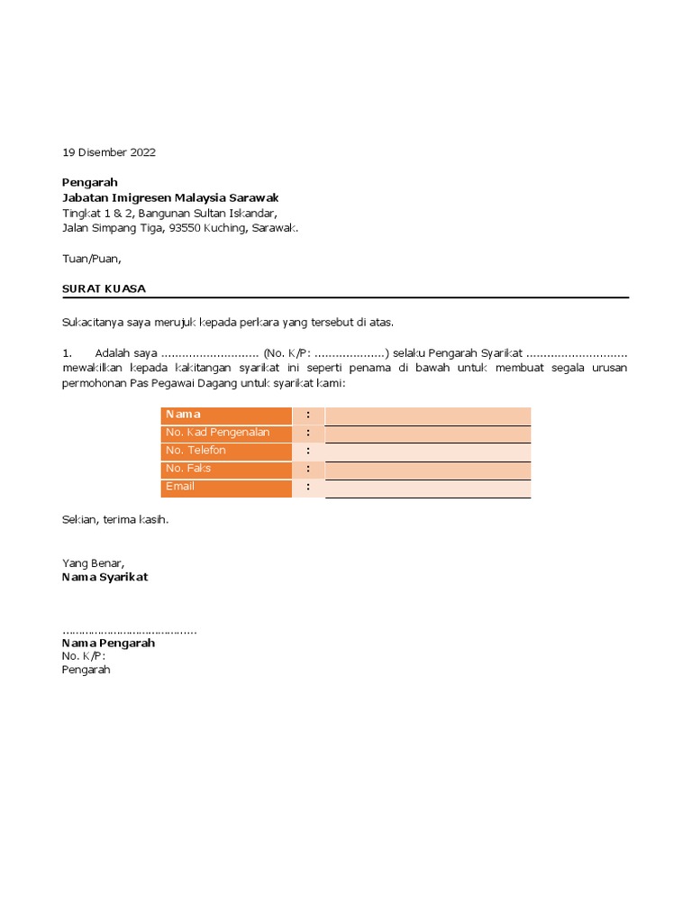 Surat Wakil Syarikat | PDF