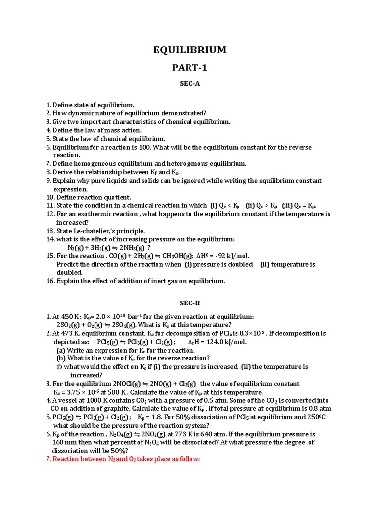 7) Equilibrium | PDF | Chemical Equilibrium | Ph