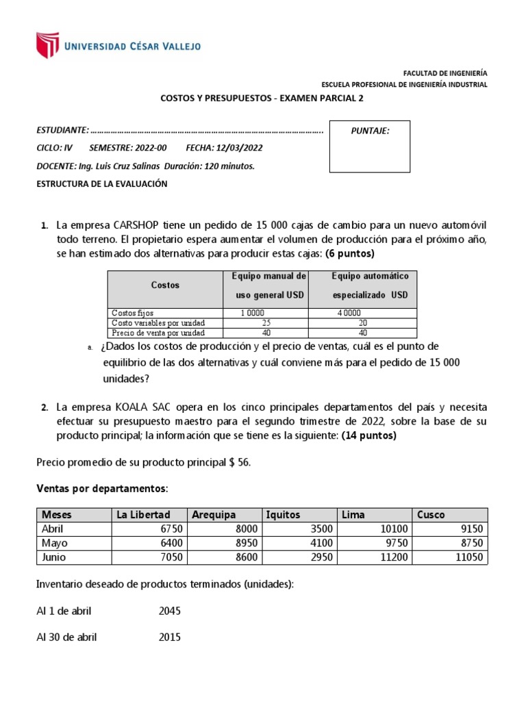 EP2 Costos y Presupuestos | PDF | Presupuesto | Economias