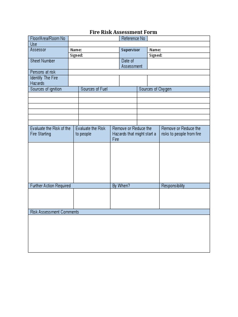 Fire Risk Assessment Form | PDF
