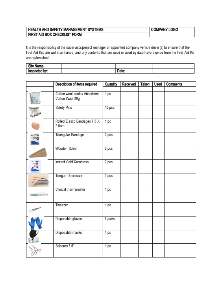 First Aid Checklist | Download Free PDF | First Aid