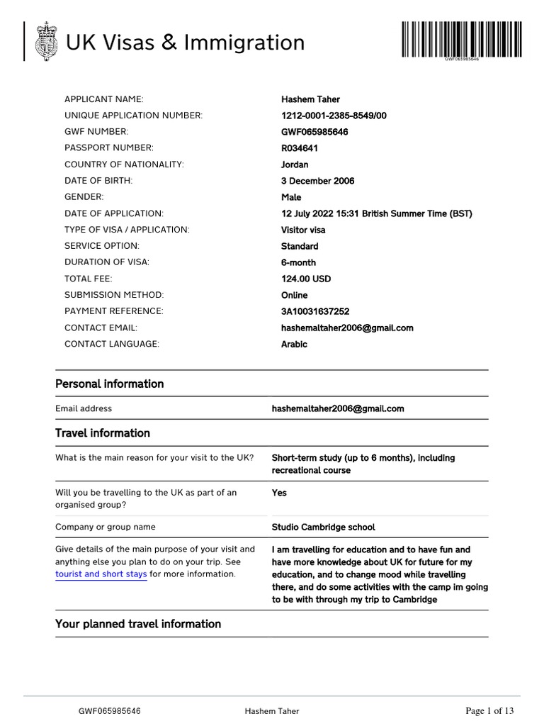 UK Visitor Visa Application Details | PDF | Travel Visa | European Economic Area