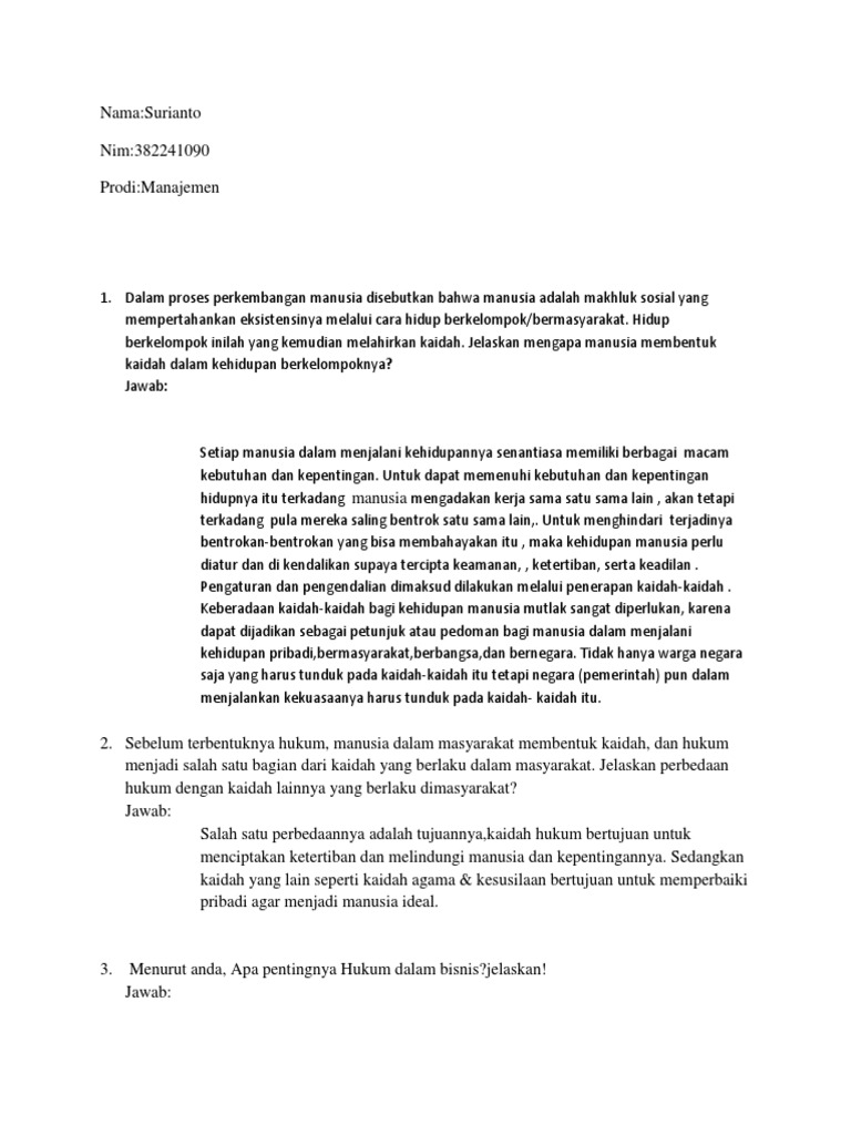 Uts Hukum Bisnis Surianto | PDF