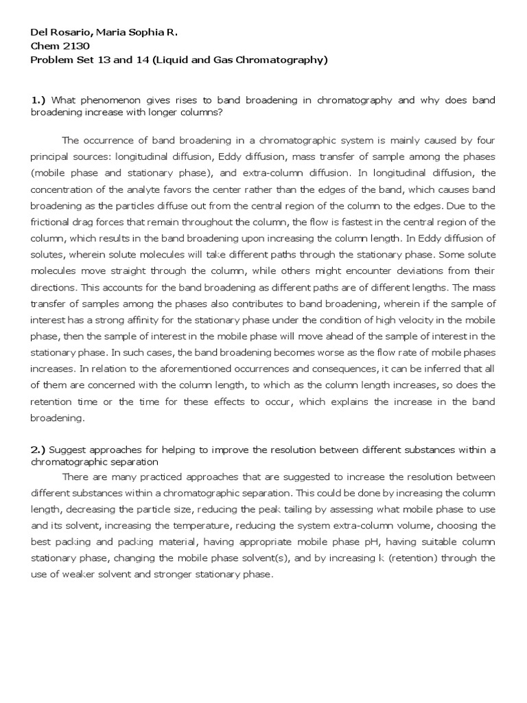 Problem Set 13 and 14 | PDF | Chromatography | Elution