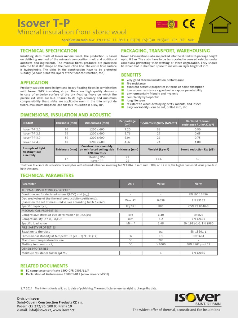 Tds Isover TP | PDF | Thermal Insulation | Materials