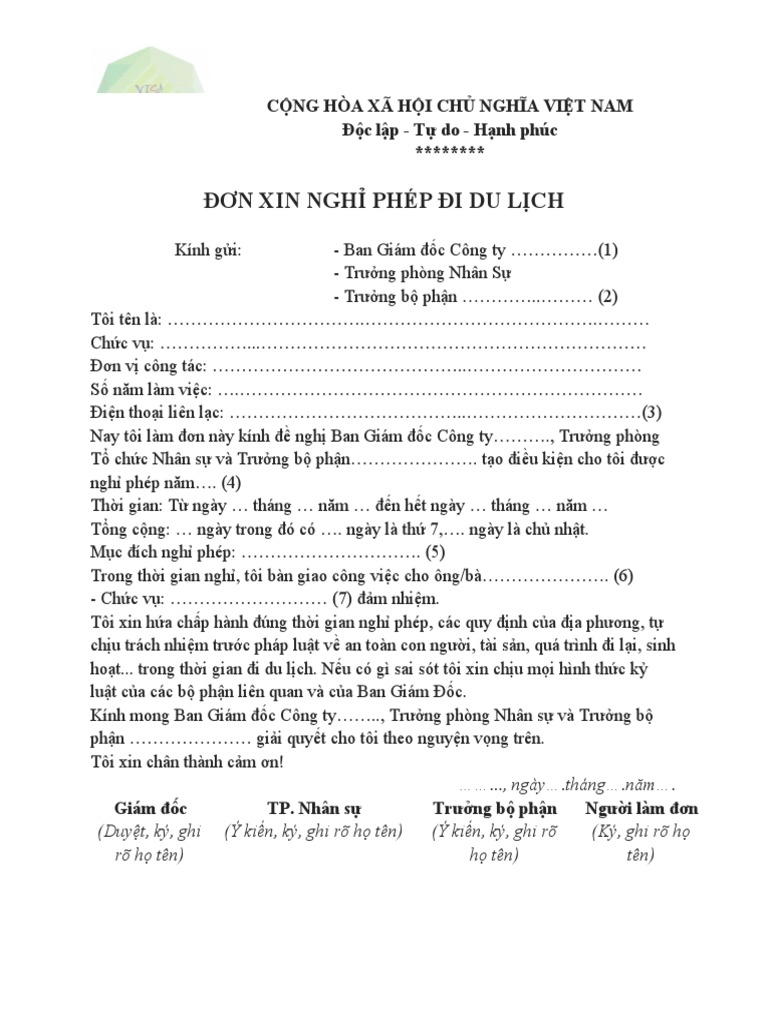Don Xin Nghi Phep | PDF