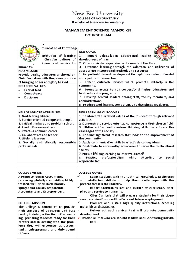 Management Science Course Syllabus | PDF | Linear Programming | Critical Thinking