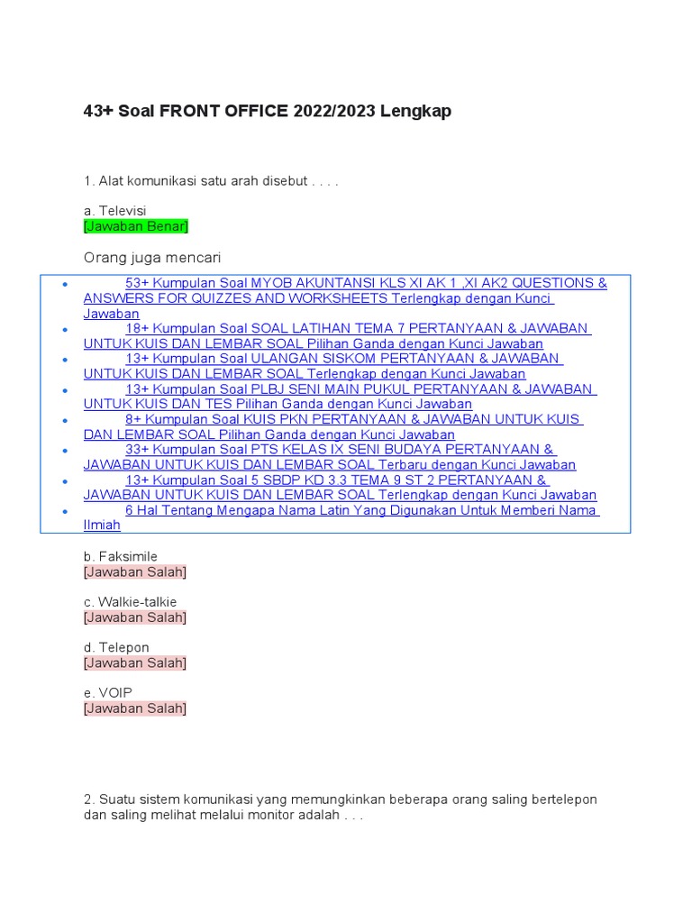 Contoh Soal Fo Kelas Xi 43 | PDF | Karier & Perkembangan