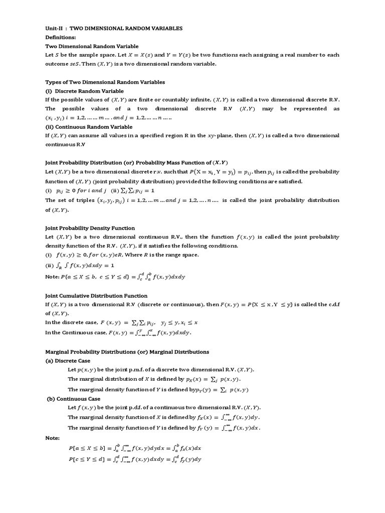 Two Dimensional Random Variable Pdf 