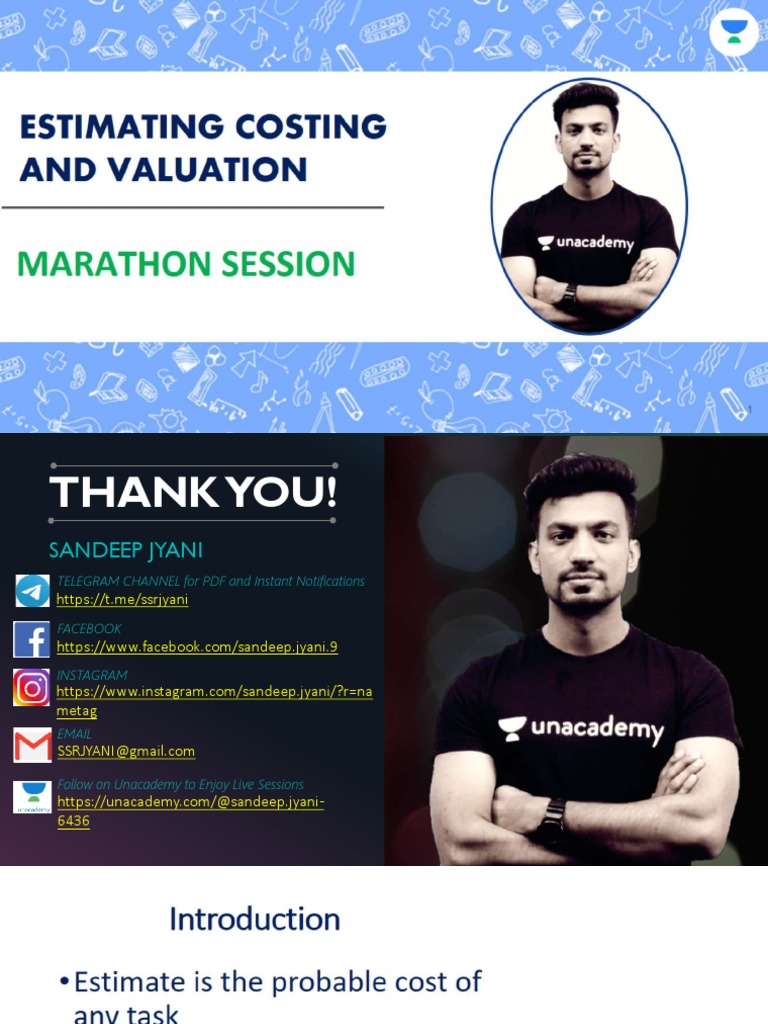 Estimation and Costing Marathon Complete PDF by Sandeep Jyani | PDF Estimation and Costing Marathon Complete PDF by Sandeep Jyani | PDF