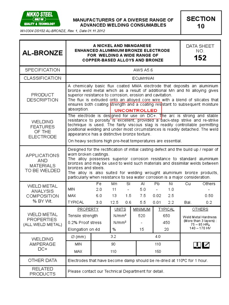 Data Sheet AL-BRONZE | Download Free PDF | Construction | Welding