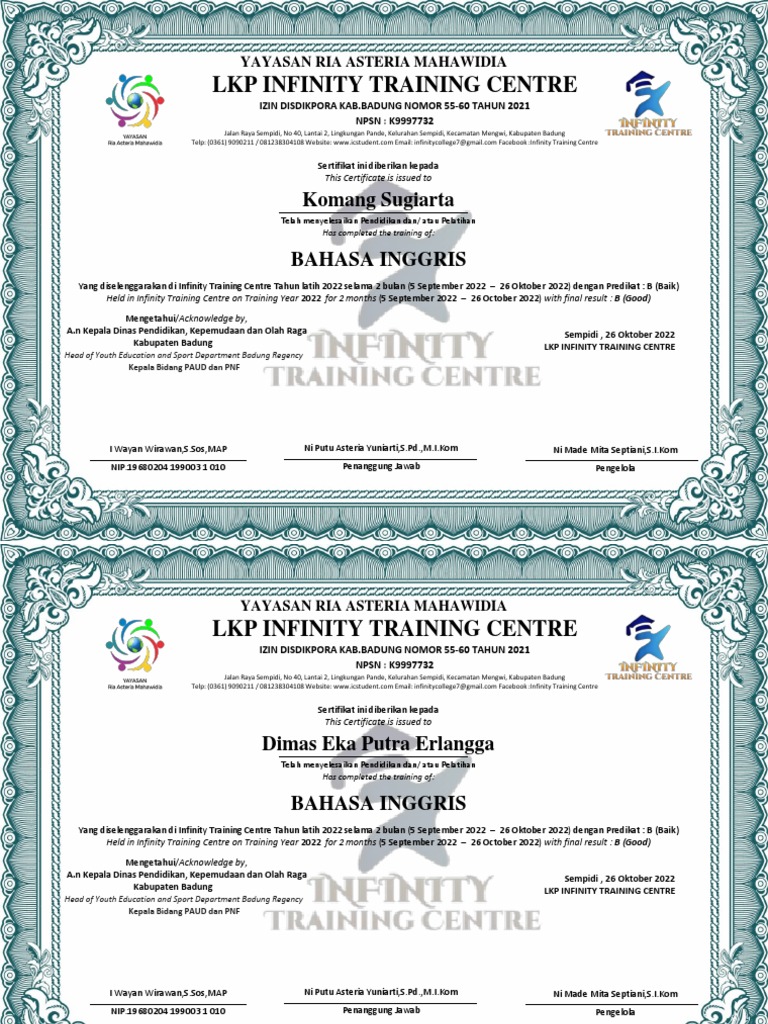 Sertif English New | PDF