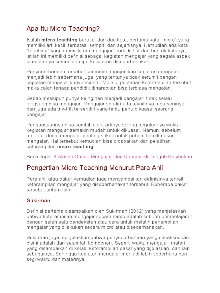 Micro Teaching Materi MD | PDF | Karier & Perkembangan