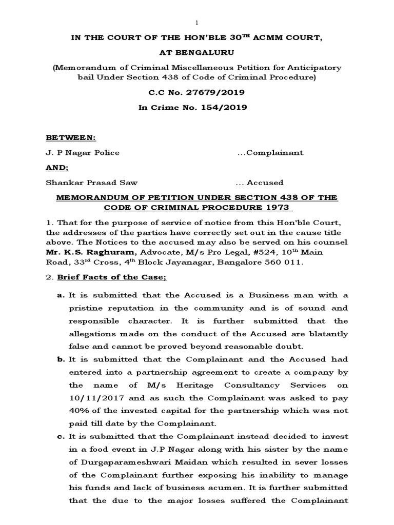 Anticipatory Bail Petition Shankar Saw | PDF