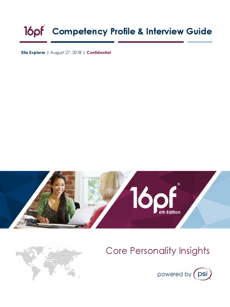 16pf - 6th Edition - Competency Profile and Interview Guide - Ella - SAMPLE | PDF | Decision ...