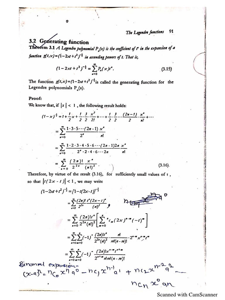 Generating FXN, Rodrigues Formula (Legendre Polynomials) | PDF