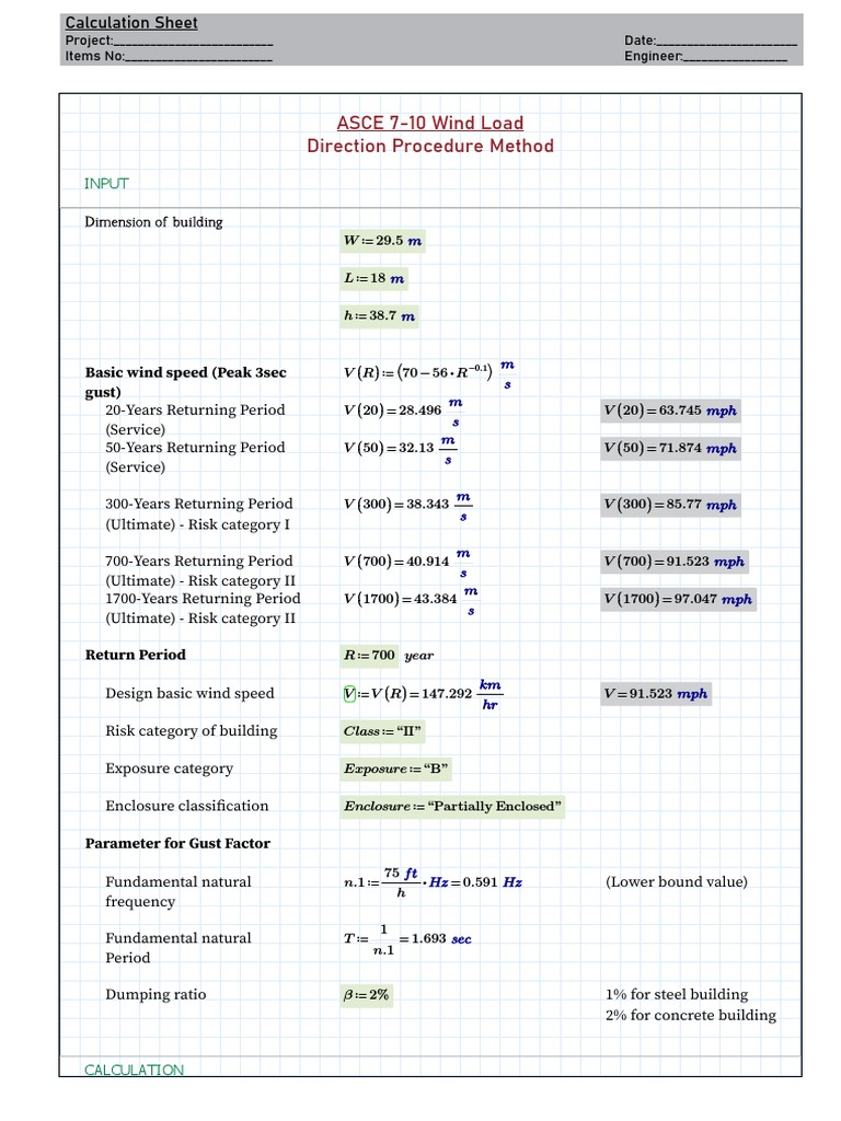 Wind Load ASCE 7-10 - Directional Precedure V.1 | PDF | Wind Speed ...