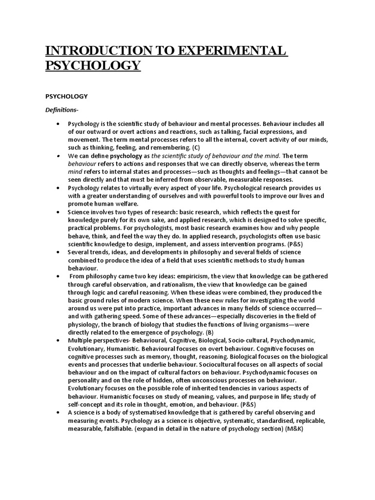 Introduction to Experimental Psychology | PDF | Experiment | Psychology