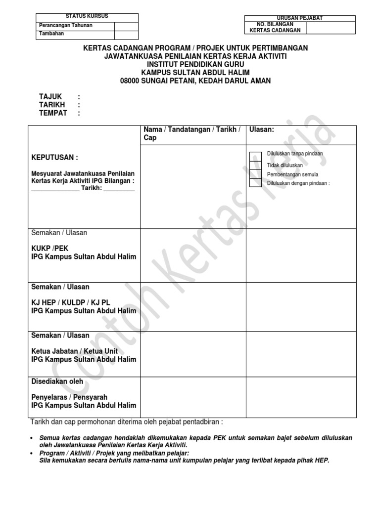 Contoh Kertas Kerja | PDF