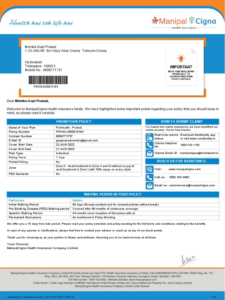 PROHLX050013184 0 PolicyDocuments Policy Kit | PDF | Insurance | Deductible