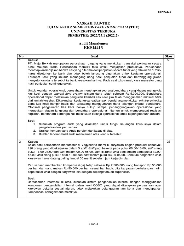 Naskah EKSI4413 The 1 | PDF