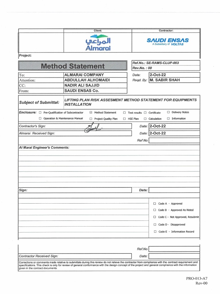 RAMS & Lifting Plan for Chiller Installation | PDF | Crane (Machine) | Risk