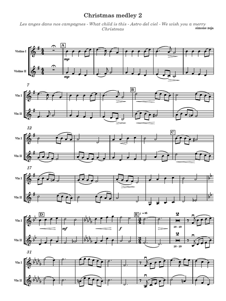 Christmas Medley for Violins II | PDF