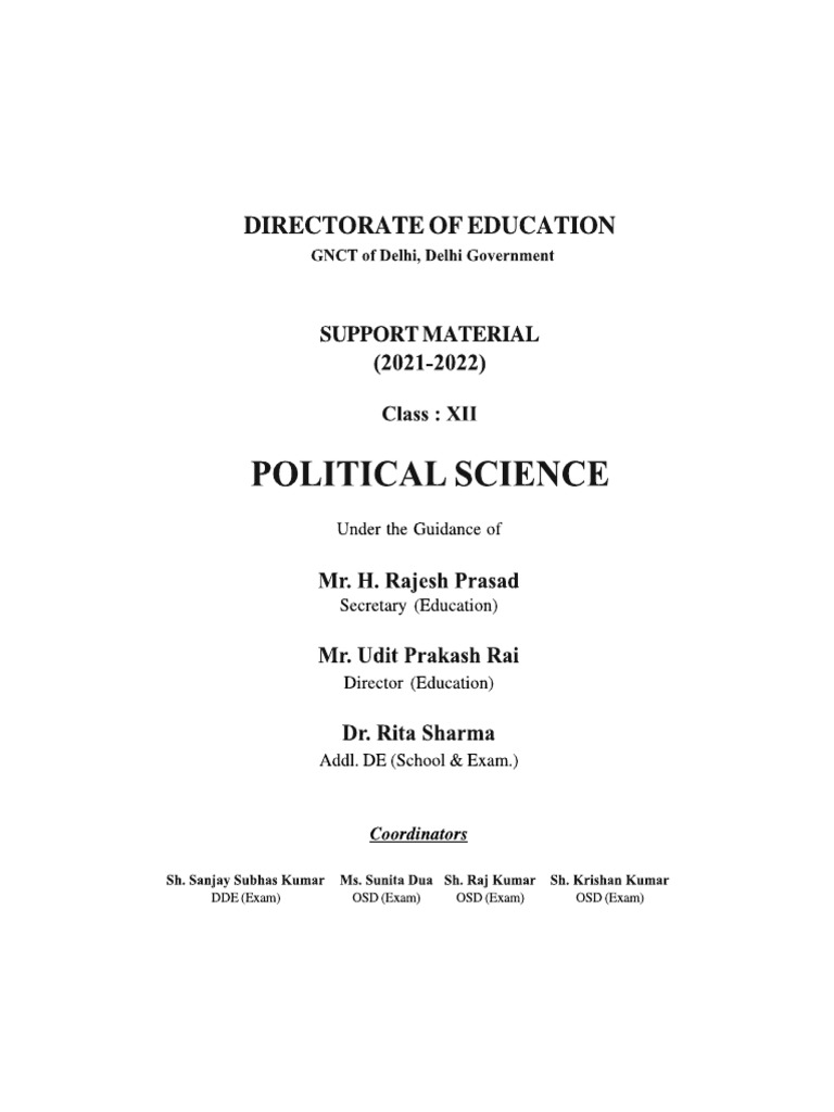 Support Material Class 12 Political Science (2021-22) | PDF