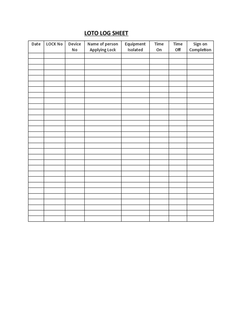 Loto Log Sheet | PDF