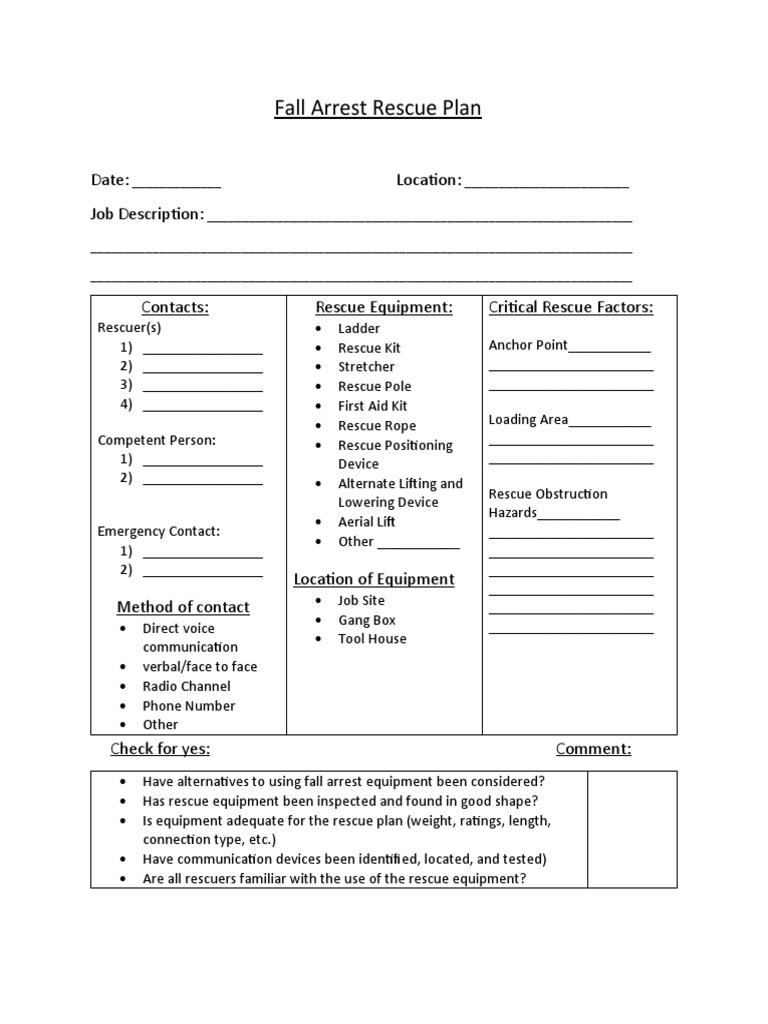 Rescue Plan Work at Height | PDF | Emergency | First Aid