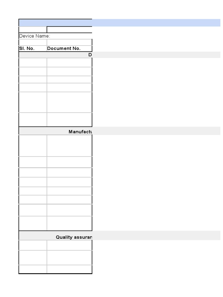 Device Master Record Index: Sl. No. Document No. Device Specifications ...