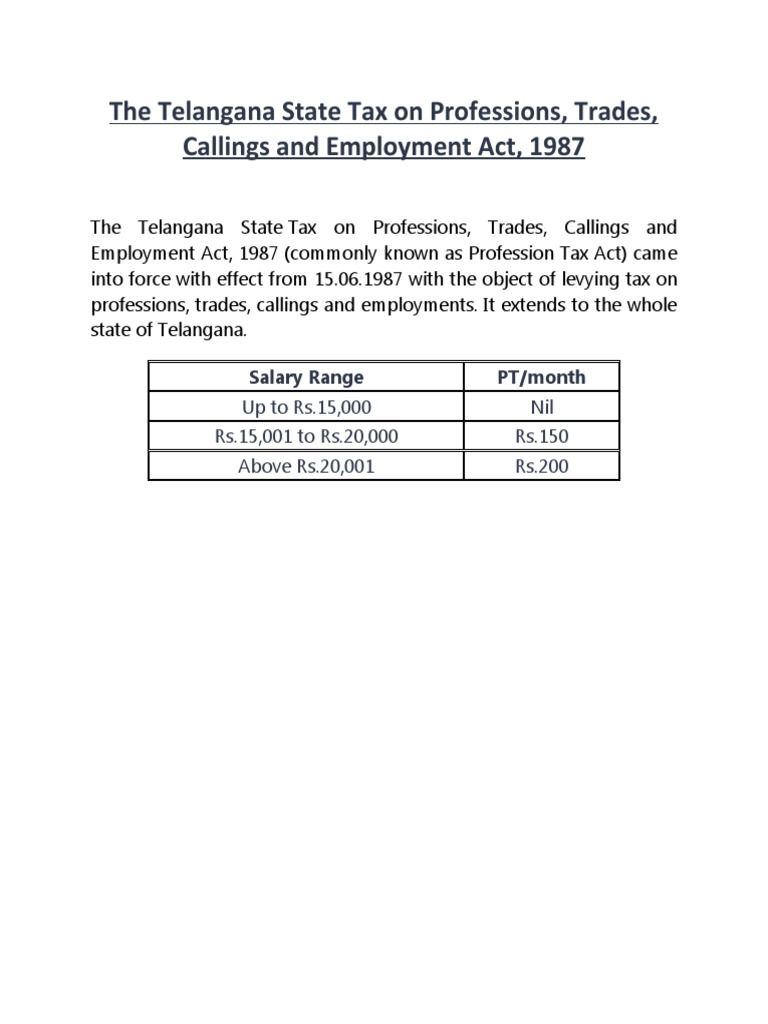 Profession Tax Act Rules - Telangana | PDF