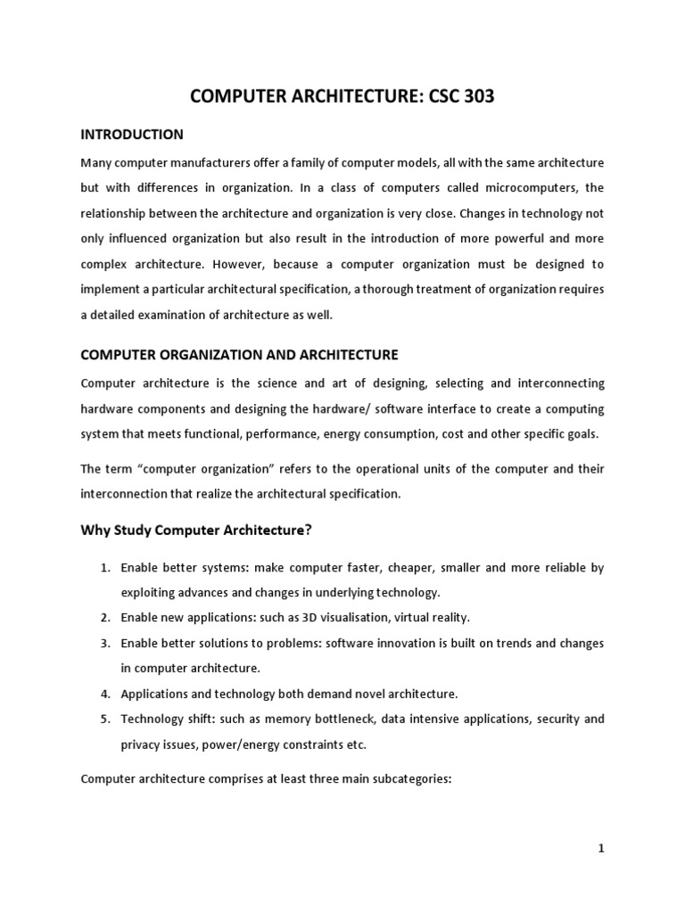 Computer Architecture Csc 303 Pdf Random Access Memory Computer Data Storage