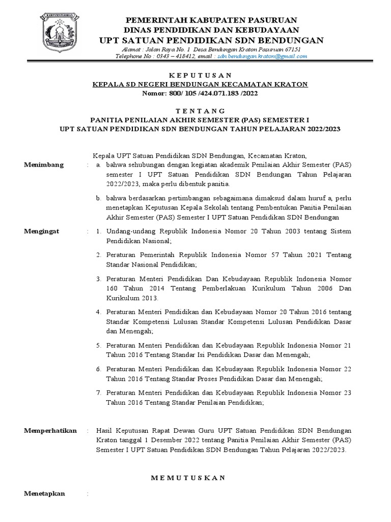 SK Panitia Pas 2022 | PDF