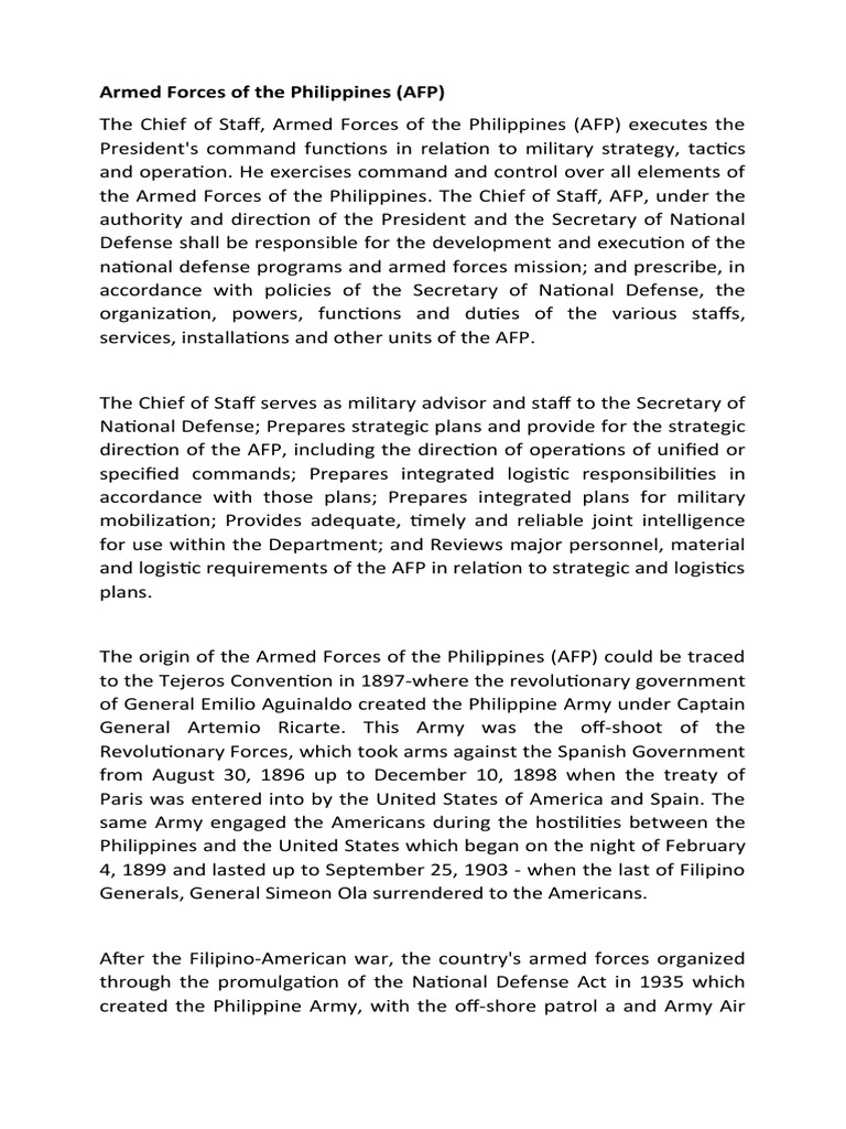 Overview of the Armed Forces of the Philippines | PDF | National ...
