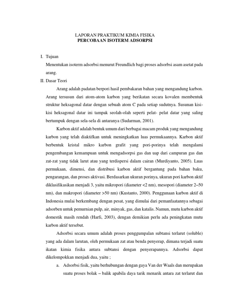 Isoterm Adsorpsi Asam Asetat pada Arang | PDF | Kajian Bahasa Asing