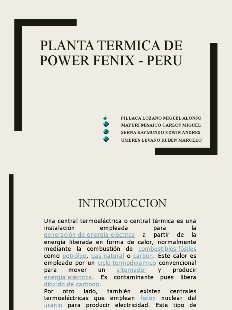 Central Power Fenix | PDF | Generación eléctrica | Máquina de vapor
