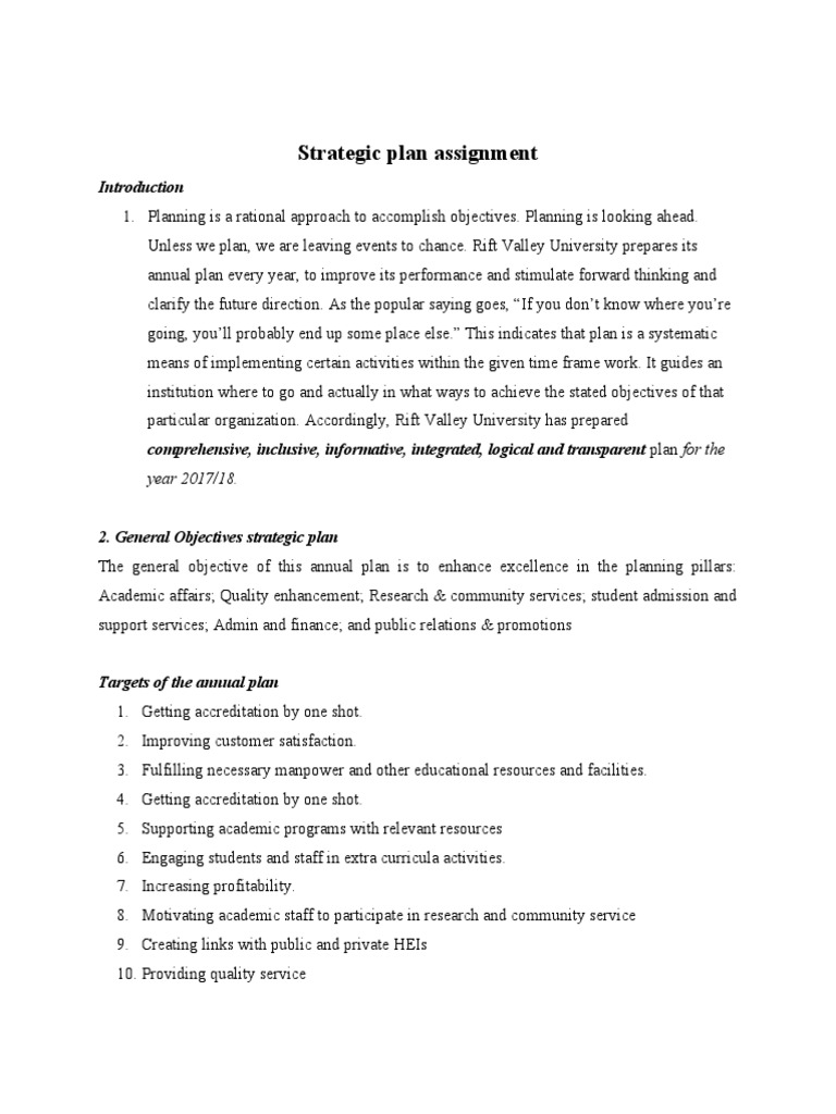 Strategic Plan Assigment | PDF