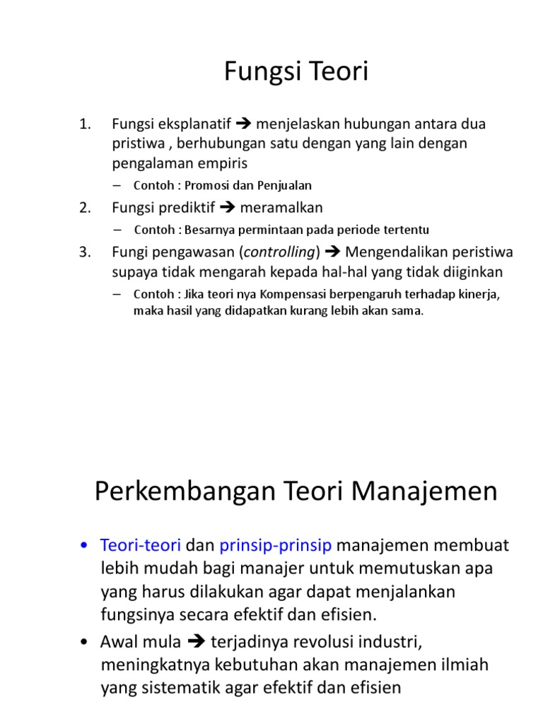 Materi 4 Perkembangan Teori Manajemen 01 | PDF