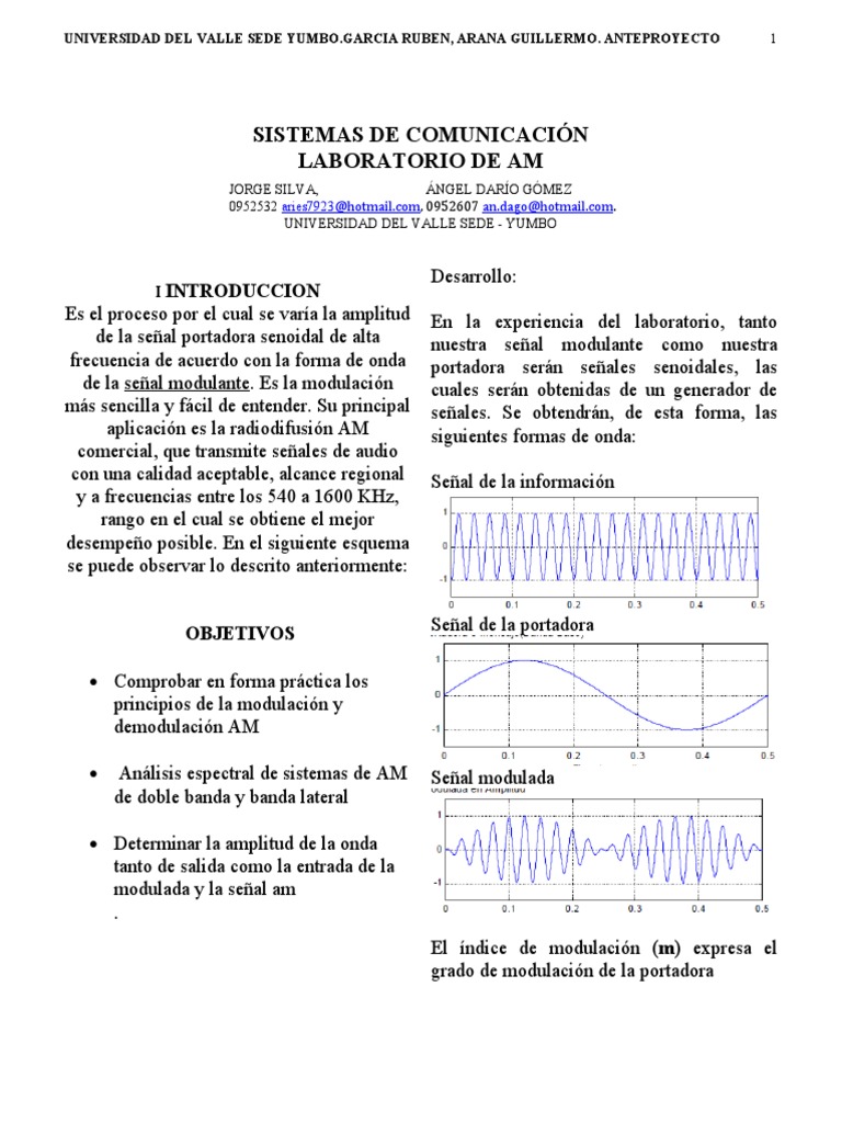 Laboratorio Modulacion Am | PDF | Modulación | Telecomunicaciones