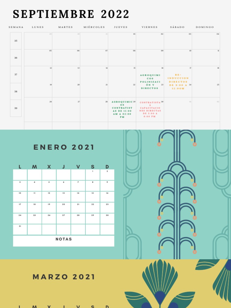 Calendario Mensual Colorido Sencillo Formas | PDF