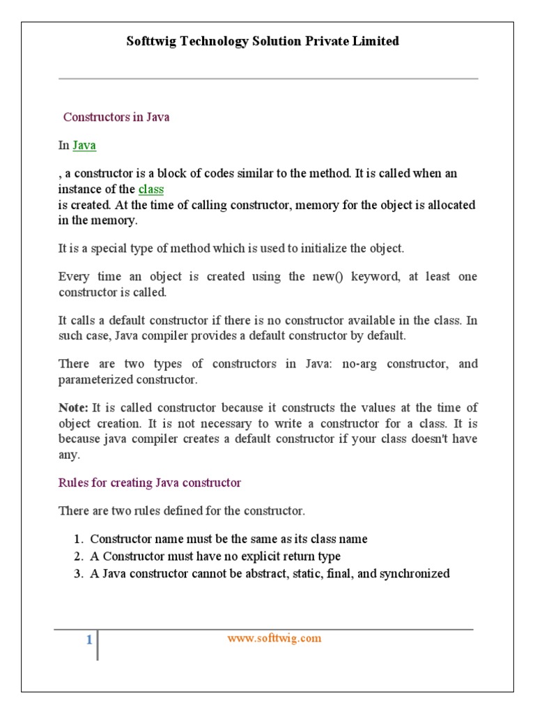 Day 10 Constructor Pdf Constructor Object Oriented Programming Programming