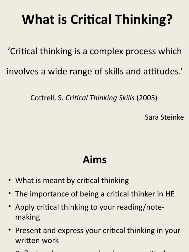 Critical Thinking 1, What Is Critical Thinking | PDF | Critical ...