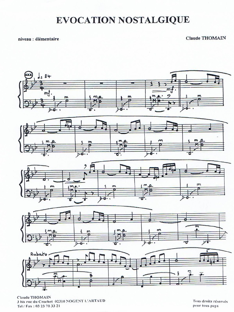 Thomain - Evocation Nostalgique (Spartito) | PDF