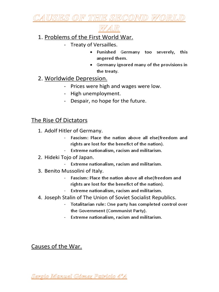 Key Causes of World War II Explained | PDF | Adolf Hitler | World War II