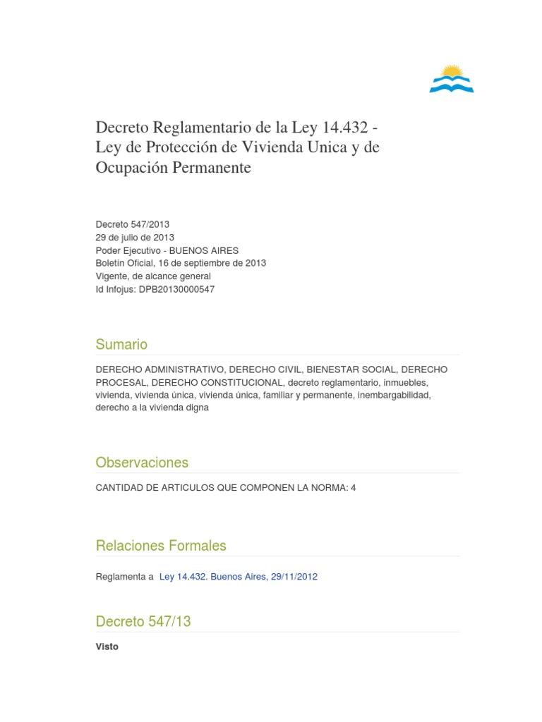 Decreto 547 | PDF | Derecho a la vivienda | Convenio europeo de derechos humanos