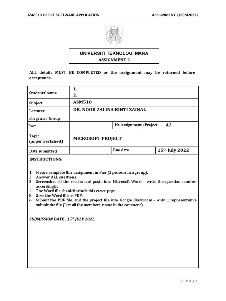 Asm510 Assignment Msproject - Question 20222 | PDF | Audit | Annual Report
