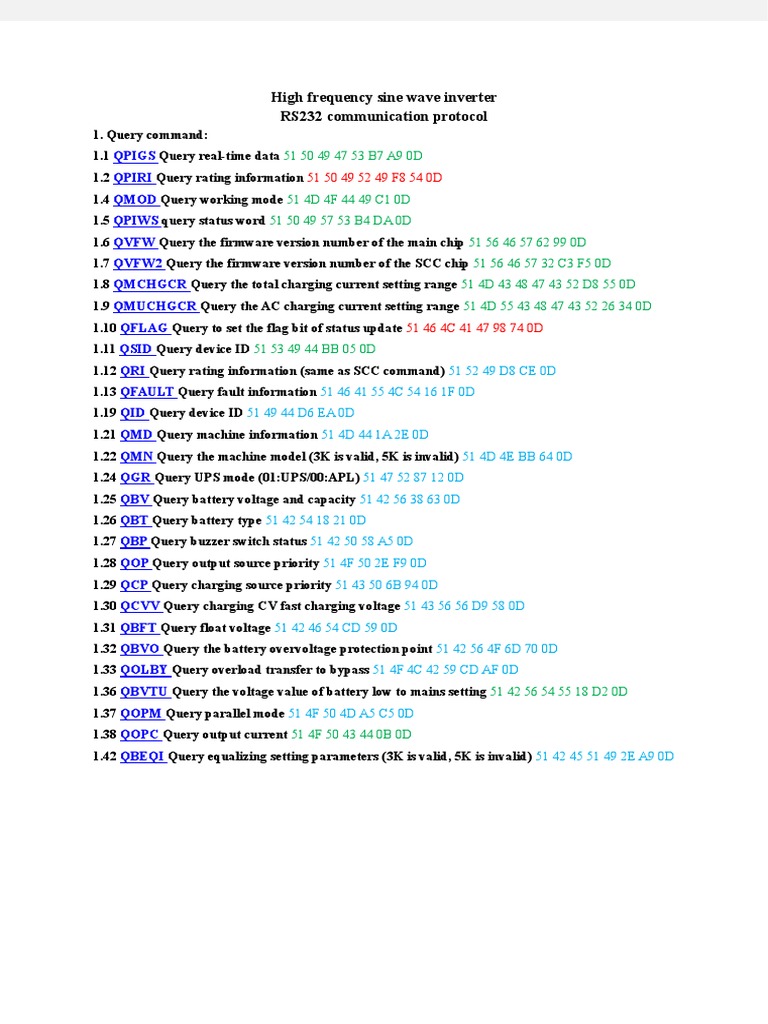 Powland Inverter Rs232 Commands Guide Pdf Mains Electricity Power