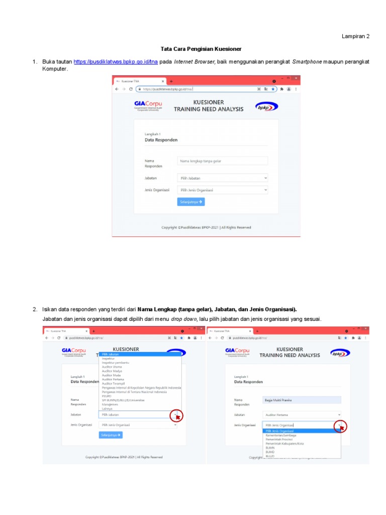 Tutorial Pengisian Kuesioner TNA | PDF